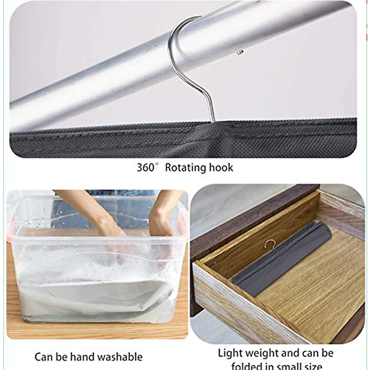 LCXEGO Dual Side Closet Hanging Organizer,3 Shelf Hanging Closet Organizer with Rotating Hanger and Mesh Pocket Bra Underwear Socks Towel Handbag Storage Oxford Bags (3+5+15Pockets,Beige)