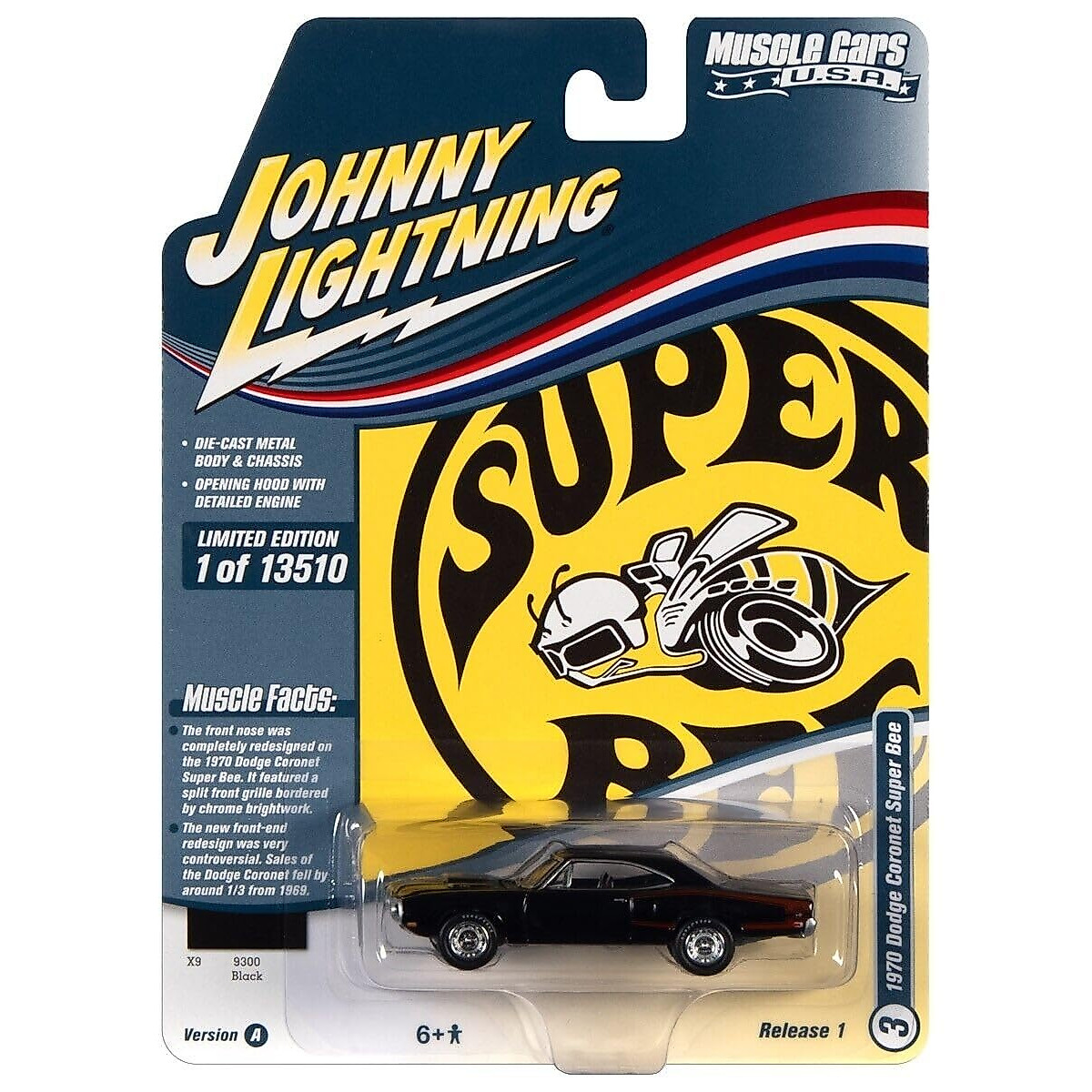 Johnny Lightning JLMC029 Muscle Car VER A 1970 Dodge Coronet Super Bee Black
