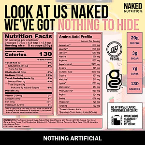 NAKED nutrition Naked Shake - Vegan Protein Powder, Strawberry Banana - Flavored Plant Based Protein With Mct Oil, Gluten-Free, Soy-Free, No Gmos Or Artificial Sweeteners - 30 Servings