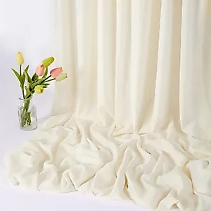 Sheer Fabric by The Yard Cream Chiffon Fabric Roll 5 Yards Solid Color Wedding Arch Draping Fabric for Wedding