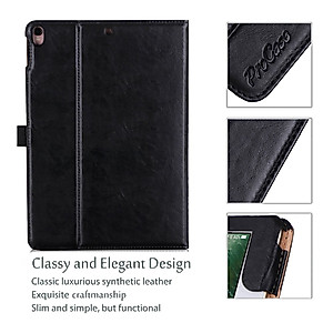 ProCase Case for iPad Air (3rd Gen) 10.5" 2019/iPad Pro 10.5" 2017, Vintage PU Leather Stand Folio Cover for iPad Air 3/iPad Pro 10.5-inch Multiple Viewing Angles with Pencil Holder -Black