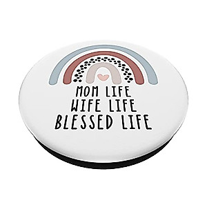 Boho Rainbow Mom Life Wife Life Blessed Life Inspirational Q PopSockets Swappable PopGrip