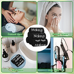 Jadive 20 Pcs Makeup Towels Black 13 x 13 Inches Microfiber Makeup Washcloths Women Makeup Remover Towels Cloth Pads Reusable Face Towels Cleansing Cloth Absorbent Wash Cloth (Cute Style)