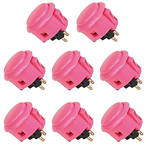 SANWA JLF-TP-8YT Joystick + Sanwa 8 pcs OBSF-30 Push Button Bundle Kit Pink - for Arcade Game 4 & 8 Way Adjustable, Compatible with Catz Mad SF4 Tournament Joystick (Pink Ball Top) S@NWA