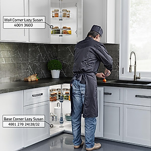 DOWELL 32inch Kidney Shape Chrome Lazy Susan Double Rack Kitchen Cabinet 2 Shelf Set 4001-270-32