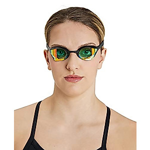 Arena Cobra Ultra Swipe Racing Swim Goggles for Men and Women, Mirror Lens, Anti-Fog, UV Protection, Yellow Copper/Black