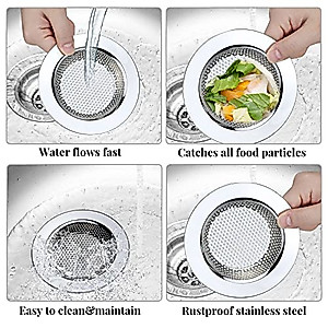 2 PCS Kitchen Sink Drain Strainer, Stainless Steel Mesh Sink Strainer, Upgrade Double-Layer Smooth Edges Sink Screen Strainer with Wide Rim 4.5" Diameter