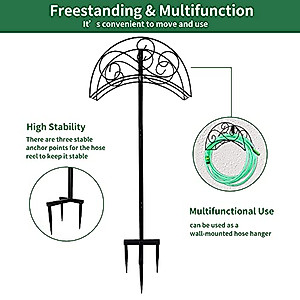 Garden Hose Holder Freestanding Hose Holder For Outside Detachable Water Hose Holder-Holds 125 Ft- Decorative Hose Storage For Garden, Yard