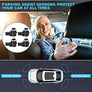 SHINEHOME 4 PCS PDC Parking Assist Sensor - Compatible with Dodge Journey, Durango, Ram 1500 2500 3500, Jeep Commander, Liberty, Grand Cherokee - Replace 1EW63TZZAA - Reverse Backup Parking Sensor