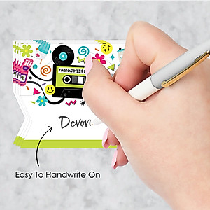 Big Dot of Happiness Through the Decades - 50s, 60s, 70s, 80s, and 90s Party Tent Buffet Card - Table Setting Name Place Cards - Set of 24