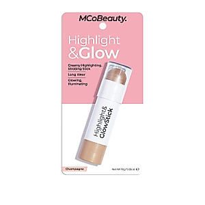 MCoBeauty Highlight and Glow Stick - Luminous Cream Balm Highlighter Stick - Illuminating Cheek Contour With Dewy Finish - Formulated With Ultra Fine, Light Reflecting Particles - Champagne - 0.35 Oz