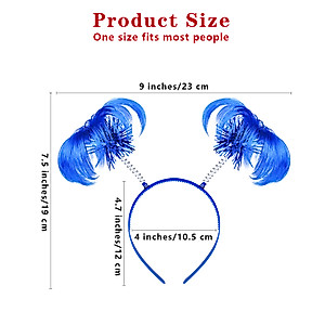 RUODON 4 Pack Ponytail Headband Feather Party Head Bopper Headband Feather Headwear Accessory, One Size, Blue