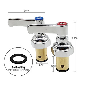 Meyffon Handle Stem Assembly Hot & Cold Compatible with T&S Brass Faucets Replace 002714-40 002713-40 Spindle Assembly for Eterna Valve Replacement