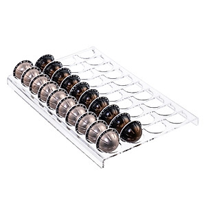 Sumerflos Coffee Pod Holder Storage Tray 15.75" L x 10.23" H for Vertuoline Capsule, Drawer Insert Organizer Holds 40 Pods Drawer of Kitchen, Home, Office - Clear