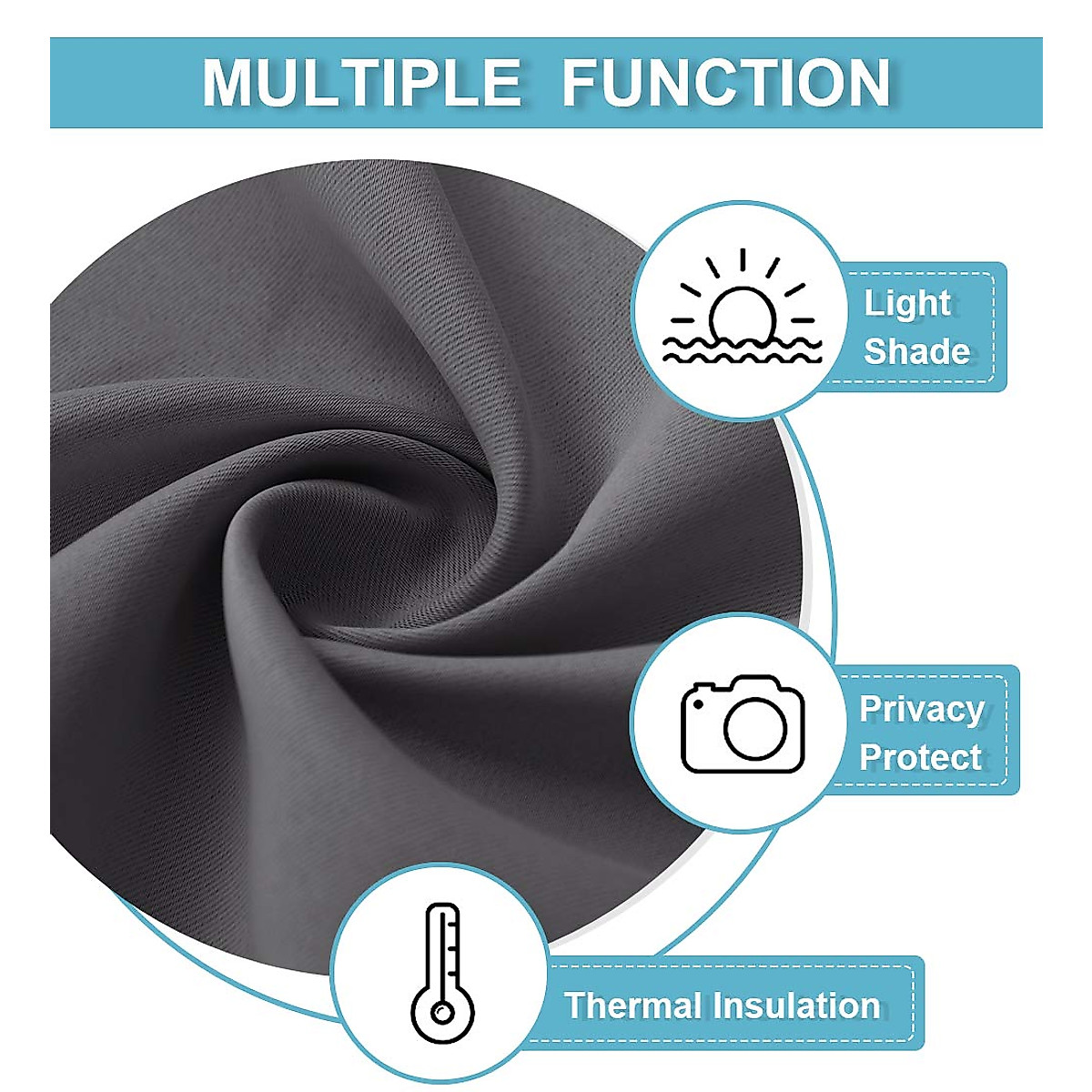 RYB HOME Blackout Door Curtain - Privacy Thermal Insulated Tricia Door Window Curtains for Patio French Door Front Door Sidelight Curtain Tie up Shade, W30 x L69 inch, 1 Panel, Gray