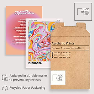 Jake Meets Kate Affirmation Aesthetic Wall Decor, Inspirational Wall Art Bedroom, Preppy Room Decor Aesthetic Posters, Trendy Print, Gift, Dorm, Apartment, Teen, That Girl, Unframed, Pack of 2,12"x16" (Pink)