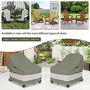 Outdoor Adirondack Chair Cover 2 Pack,Waterproof 100% Patio Chair Covers,30W x 34 D x 36 H inches,Patio Adirondack Chair Cover for Outdoor Chair -Grayish Green