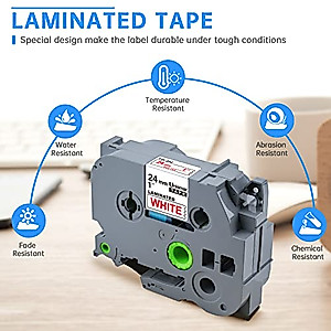 Unismar Compatible Label Tape Replace for Brother TZe-252 TZ252 Red on White 24mm 1 Inch Laminated Tape for PT-D600 PT-P700 PT-2430PC PT-D600VP PT-D800W PT-P900W PT-P950NW Label Maker, 1" x 26.2', 2Pk