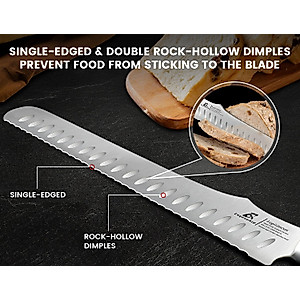 CoquusAid Bread Knife for Homemade Bread, 10.6 Inch Multifunction Serrated Knife, Razor Sharp Slicer, Forged High Carbon German Steel, Full Tang Ergonomic Handle Design for Sourdough Turkey Fruit