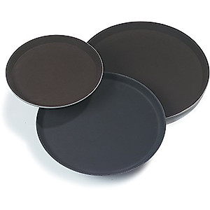 Carlisle FoodService Products 1100GL004 GripLite Rubber Lined Non-Slip Round Serving Tray, 11" Diameter, Black (Pack of 12)