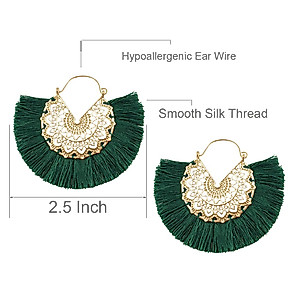 Tassel Hoop Earring, Statement Thread Dangle Earrings Stylish Long Fringe Drop Earrings Lightweight Long Swingy French Hook Earrings for Women