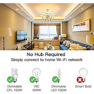 TREATLIFE Smart Dimmer Switch 4 Pack, Smart Light Switch Works with Alexa and Google Assistant, Neutral Wire Needed, 2.4Ghz Wi-Fi, Schedule, Remote Control, Single Pole, FCC Listed