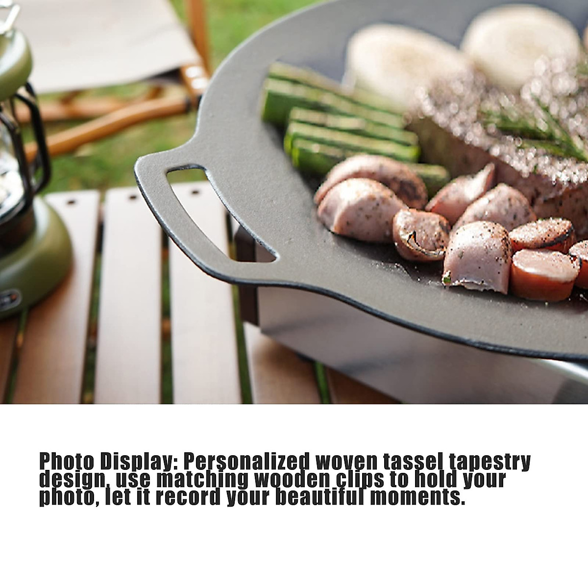 Arsor Korean Style BBQ Grill Pan, Iron Nonstick Barbecue Plate Smokeless Round Griddle with Storage Bag Easy to Clean Barbecue Stovetop Plate for Home Camping Indoor Outdoor Grilling(14.2in)