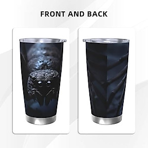 EKPRAVDKTF Black Spider 20oz Insulated Stainless Steel Tumbler With Lids And Straws, Double Wall Vacuum Travel Coffee Mug, Thermal Cup For Cold & Hot Drinks, Reusable Metal Straw & Brush