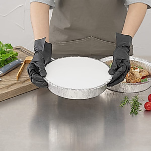 Restaurantware LIDS ONLY: Foil Lux Paper Lids For 9 Inch Aluminum Pans 100 Round Foil Board Lids - Pans Sold Separately Flat Design Foil-Laminated White Paper Lids