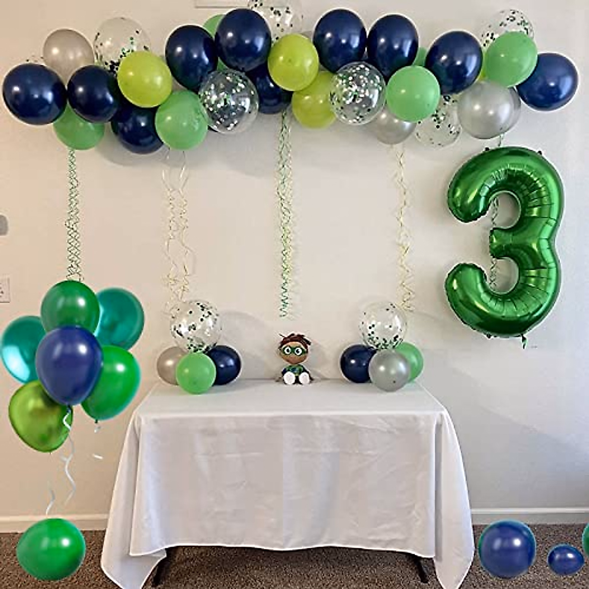 Blue and Green Balloon Garland Kit, Navy Blue Dark Green Balloon Garland Arch Kit with Double Layer Chrome Blue Balloons, Metallic Green Blue Balloons Green Confetti Balloons for Birthday Party Decor
