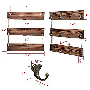 Coffee Mug Rack, Wood Cup Holder Wall Mounted with 12 Hooks, Rustic Farmhouse Mug Holder, Holder Rack for Coffee Station, Kitchen Storage and Home (Retro Brown)