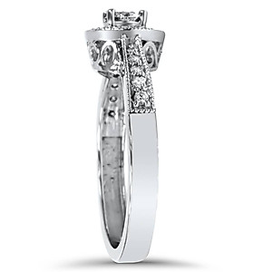 P3 POMPEII3 1/2ct Vintage Diamond Halo Engagement Ring 10K White Gold - Size 8.5