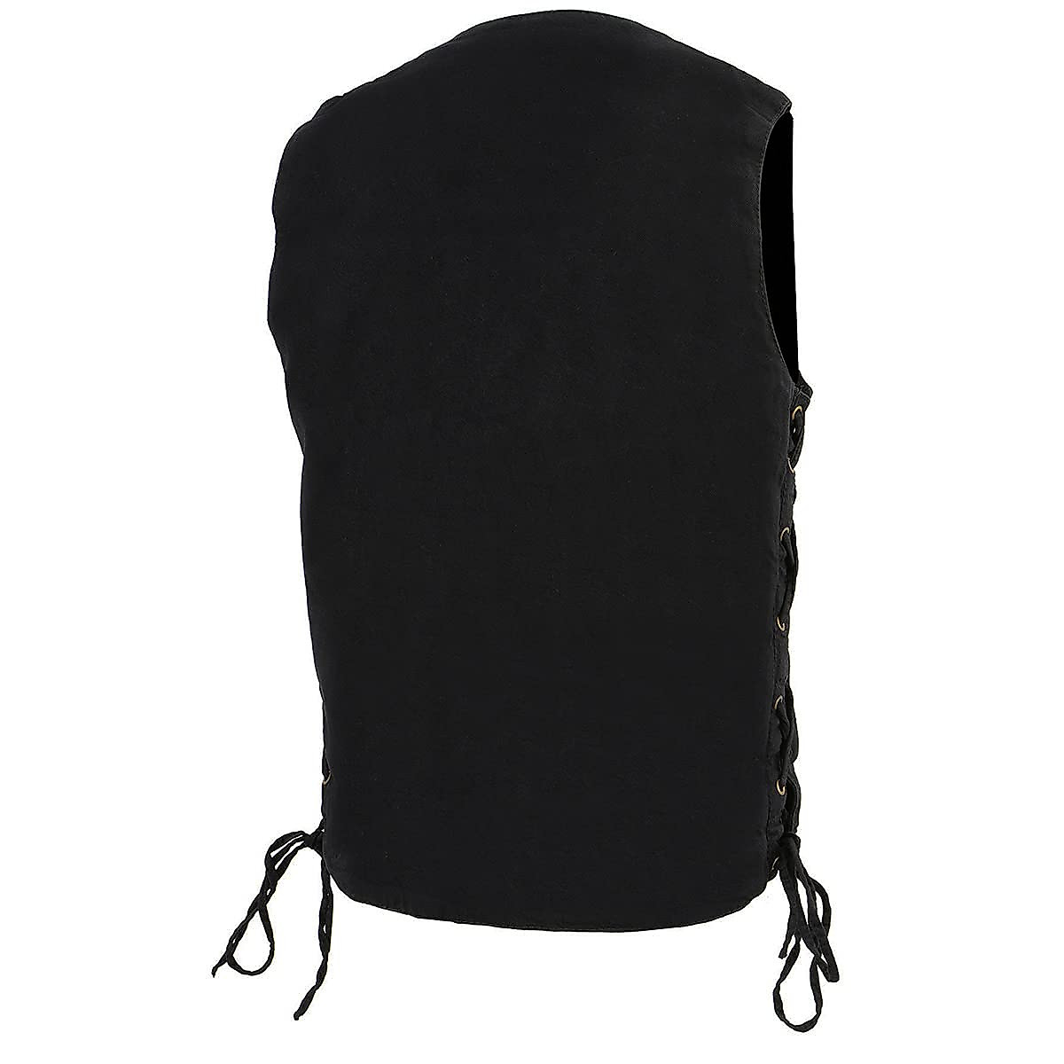 Milwaukee Leather DM1990 Men's Black 10 Pocket Side Lace Denim Vest - 4X-Large