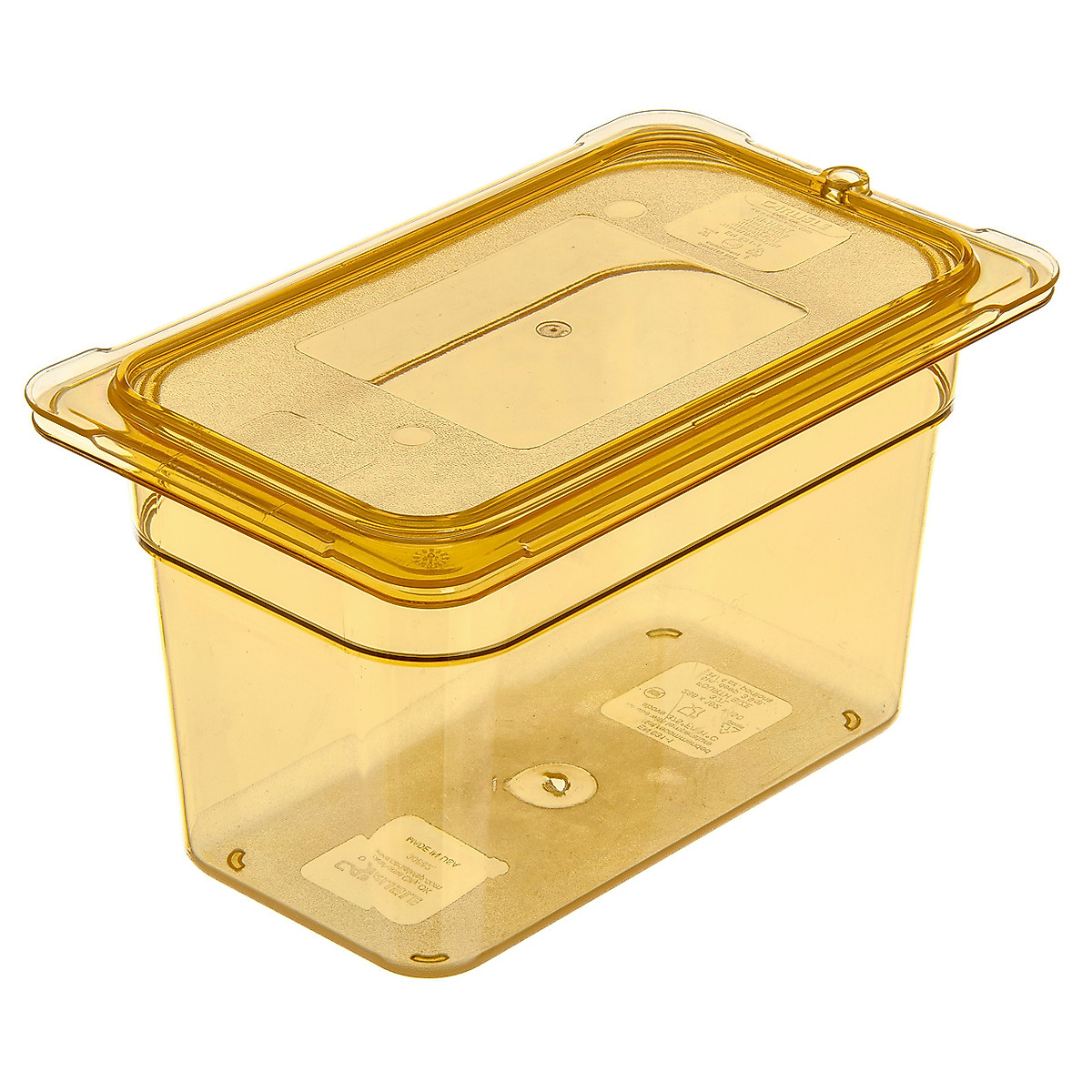Carlisle FoodService Products Storplus High Heat Food Pan Steam Table Pan, Chafing Pan with Spoonable Corners for Catering, Buffets, Restaurants, High Heat Plastic, 1/4 Size 6 Inches Deep, Amber
