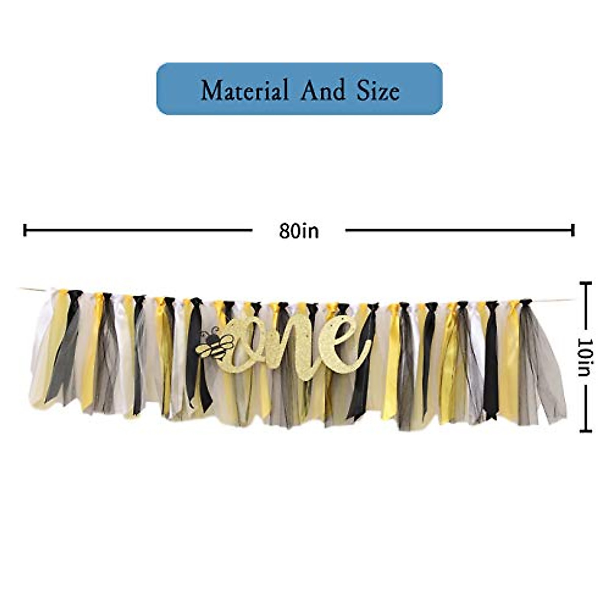 Bee Theme High Chair Banner - Baby First Birthday Party Banner - Smash Cake Photo Prop - 1st Birthday Photo Backdrop (Bee)