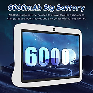 Naroote 7in Kids Tablet, Large Storage Capacity 100‑240V Kids Tablet IPS HD Display for Gaming (White)