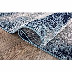 Rugshop Modern Abstract Waves Area Rug 7'10" x 10' Blue