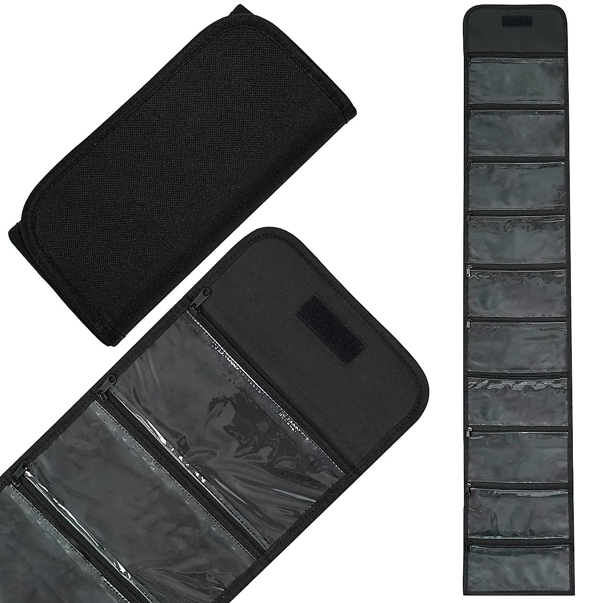 DSVENROLY Money Organizer Cash Wallet with 10 Zipper Slots Money Holder Budget Wallet, Discreet Money Bag for Receipts Coupons Tips (1Pc, Black)