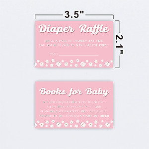 Set of 25 Baby Shower Invitations with Envelopes, Diaper Raffle Tickets and Baby Shower Book Request Cards, Retro Bohemian Hippie Vibes Daisy Theme Gender Reveal Party For Boys or Girls(YQKTZ-A08)
