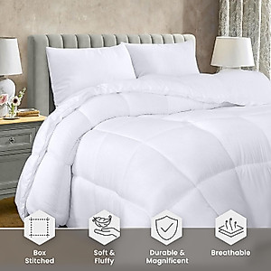 Utopia Bedding Comforter Duvet Insert - Quilted Comforter with Corner Tabs - Box Stitched Down Alternative Comforter (Queen, White)