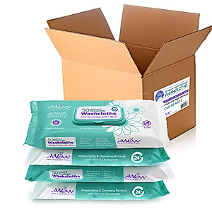 AWOW Wipes for Adults - Natural 200 Large Body Wipes for Adults Bathing, Adult Wipes for Incontinence, Unscented Bath Wipes for Adults No Rinse, 50 Count (Pack of 4)