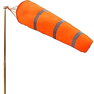 Anley 30 Inch Windsock - Rip-stop Polyester Wind Direction Measurement Sock Bag with Reflective Belt - For Outdoors Airport Farm & Park - Orange 2.5 Feet