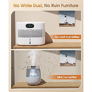 Reuseable Wick Evaporative Humidifier for Bedroom Quiet Healthy Baby Humidifier, No White Dust, Evaporative Humidifier Large Room 800ml/h 3 Speeds, 2 Gal, Timing, Auto Shut off