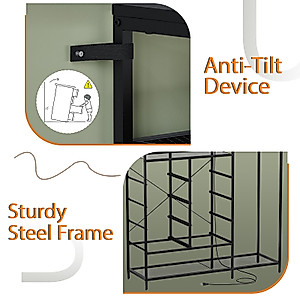 Black Dresser for Bedroom with 8 Drawers, Bedroom Dresser with Hanging Rack, Clothes Dresser with Led Lights, Closet Dresser with Charging Station, 47 Inch Dresser with Shelves for Bedroom, Closet