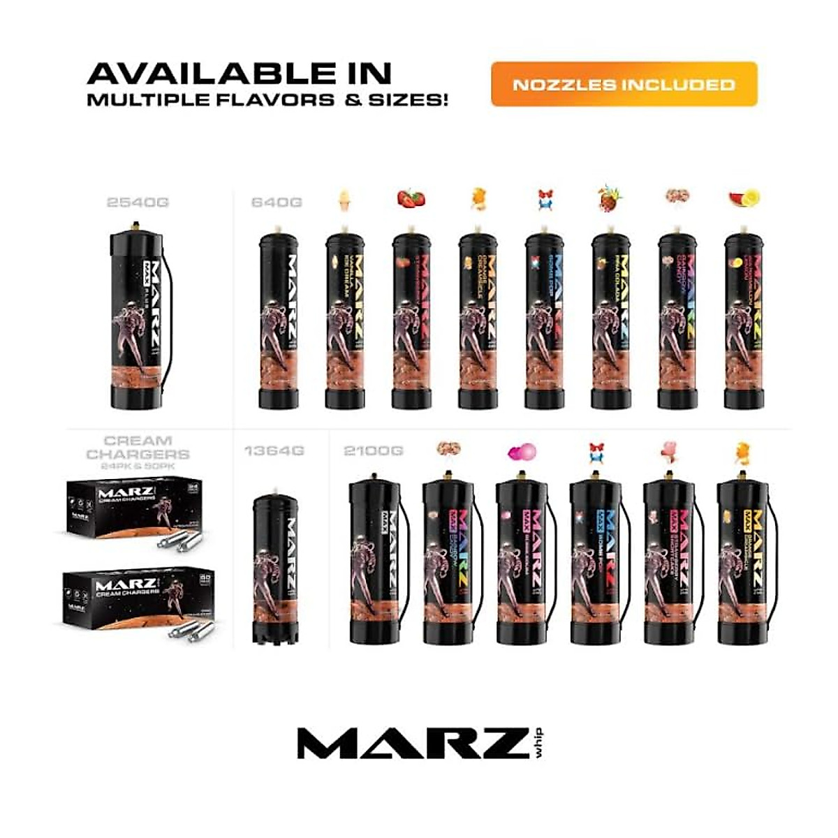 Marz Max Premium Whipped Cream Charger 2100G 3.3L - Food Grade Nitrous Oxide Tank Pure Flavored N2O Chargers - For Any Standard Whipping Cream Dispenser (1, 2100g 3.3L)