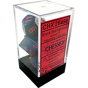 Chessex CHX26458 Dice-Gemini Black-Starlight/Red Set, Red/Black, Large (18mm - 25mm)