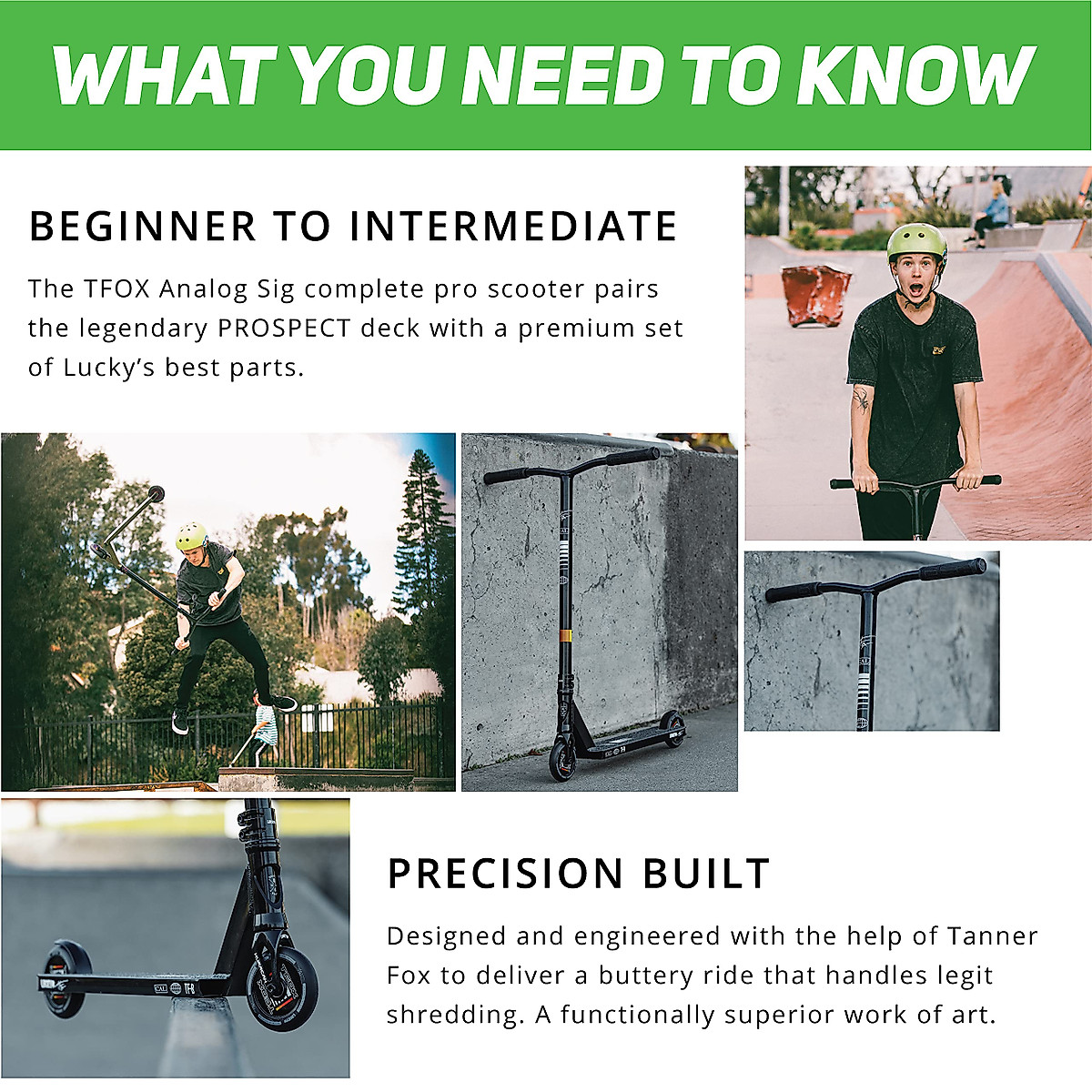 Lucky TFOX Complete Pro Scooter - Tanner Fox Designed Trick Scooter for Intermediate Riders, Analog