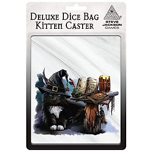 Deluxe Dice Bag: Kitten Caster | Large Drawstring Bag 7” x 7” | Printed Fabric | Holds Over 100 Dice | RPG Bag | Roleplaying Game Bag | Tabletop Adventure Game Bag | from Steve Jackson Games
