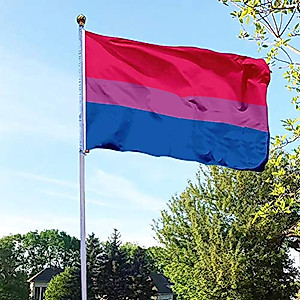 EKEV 3x5 Foot Bisexual Pride Flag - LGBT Bi Gay Flags with Brass Grommets & Canvas Header & Double Stitched & Vivid Bright Colors