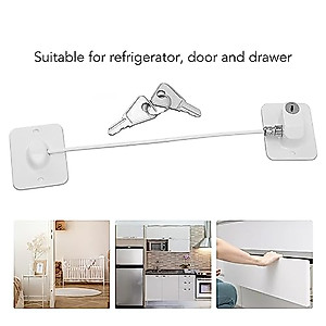Jopwkuin Lock, Window Lock Cable Restrictor Durable Wide Applications for Refrigerators